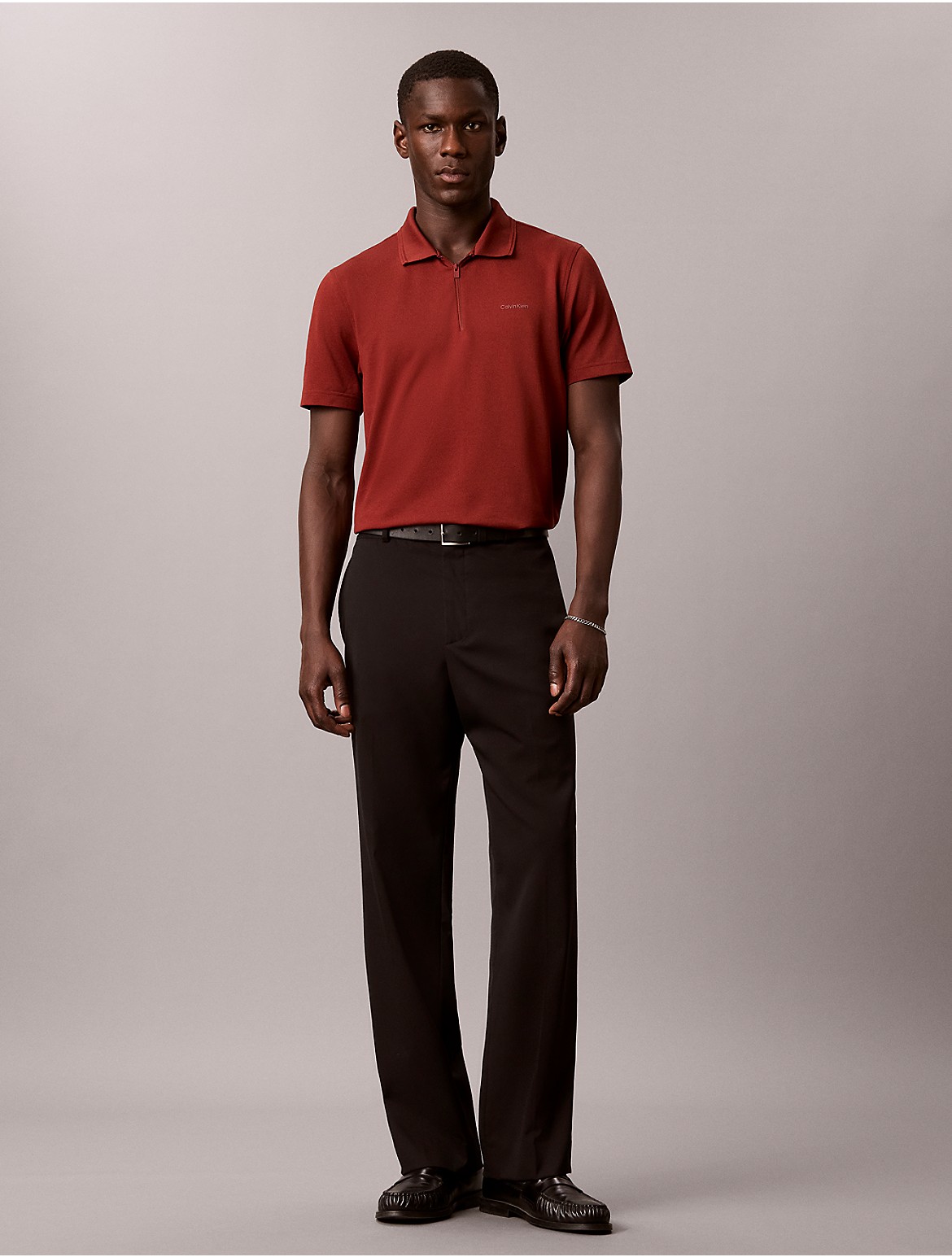 CALVIN KLEIN tech pique zip polo shirt